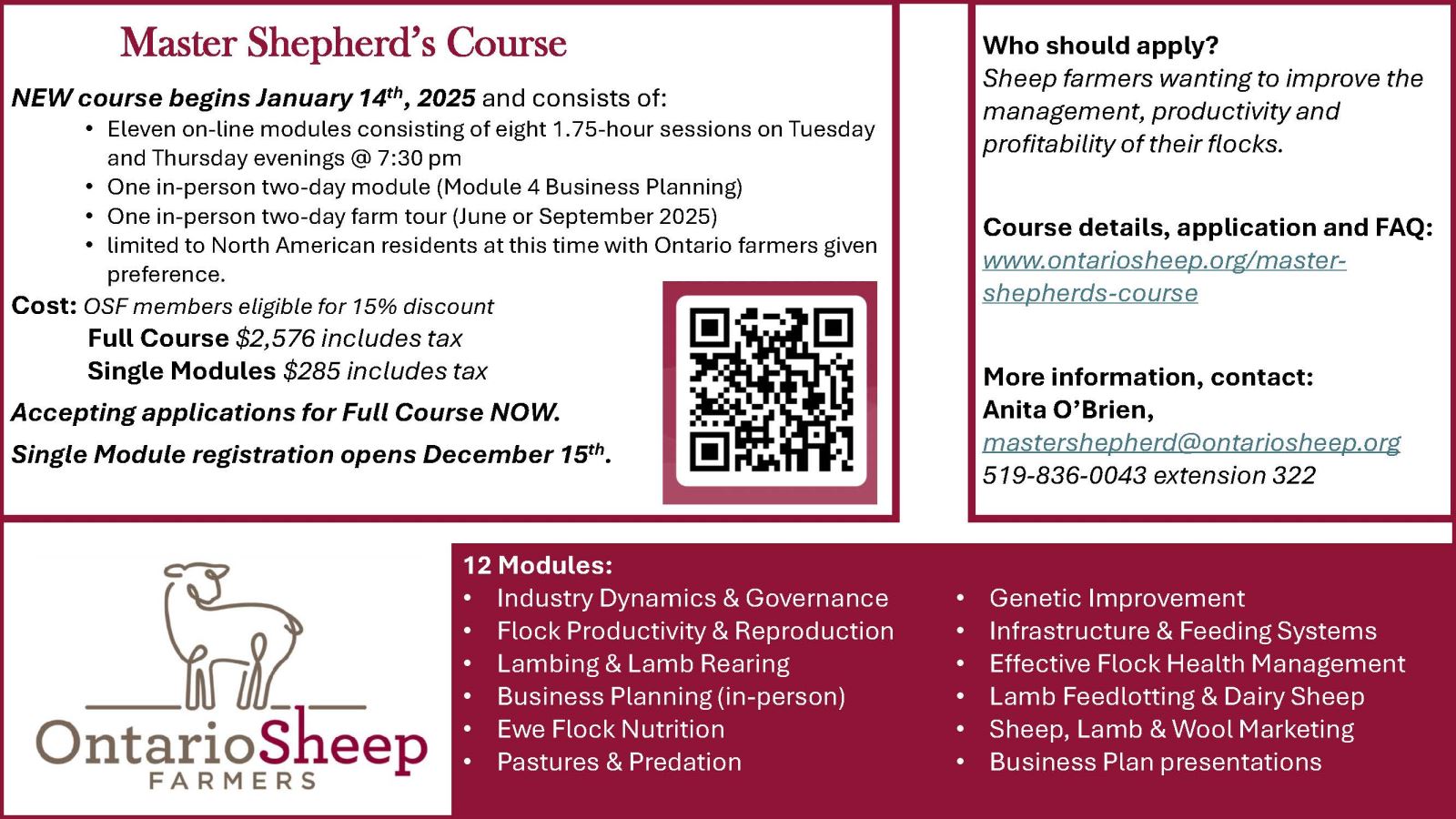 Master Shepherd's Course | Ontario Sheep Farmers
