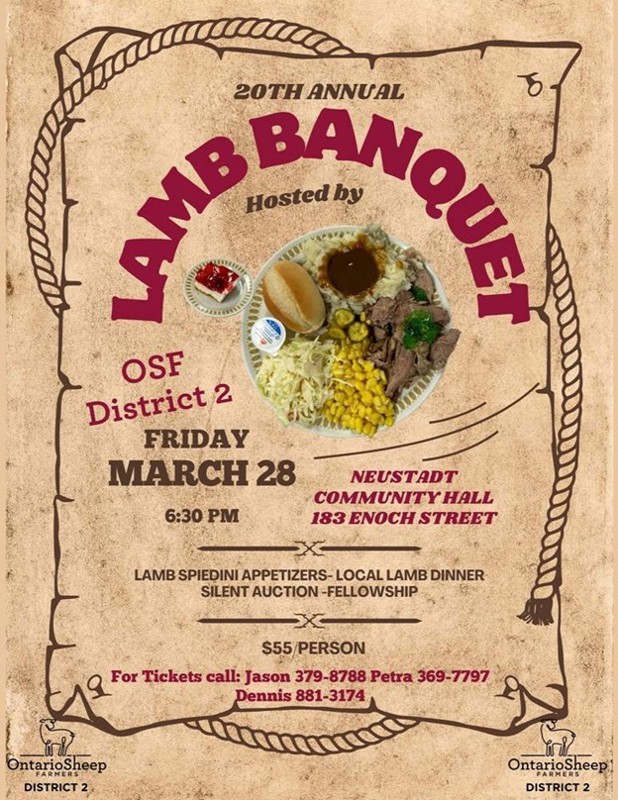 District 2, 20th Annual Lamb Banquet | Ontario Sheep Farmers